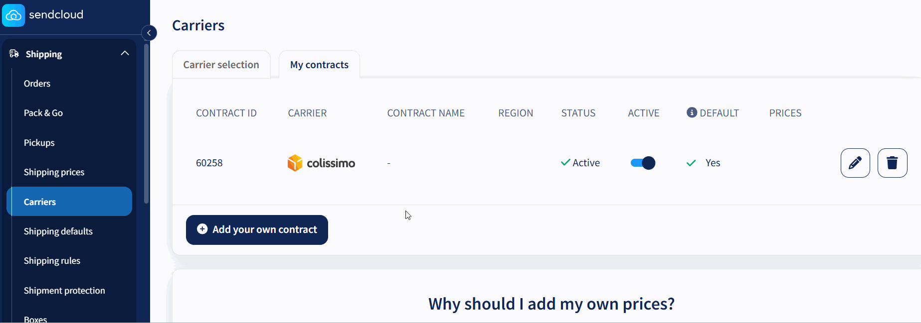 How can I deactivate or delete a carrier contract from my Sendcloud account? – Sendcloud Help Centre